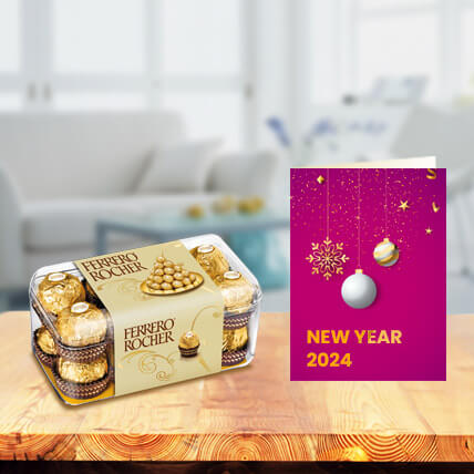 Send Ferrero Rocher with New Year Greeting Card Online in India at ...